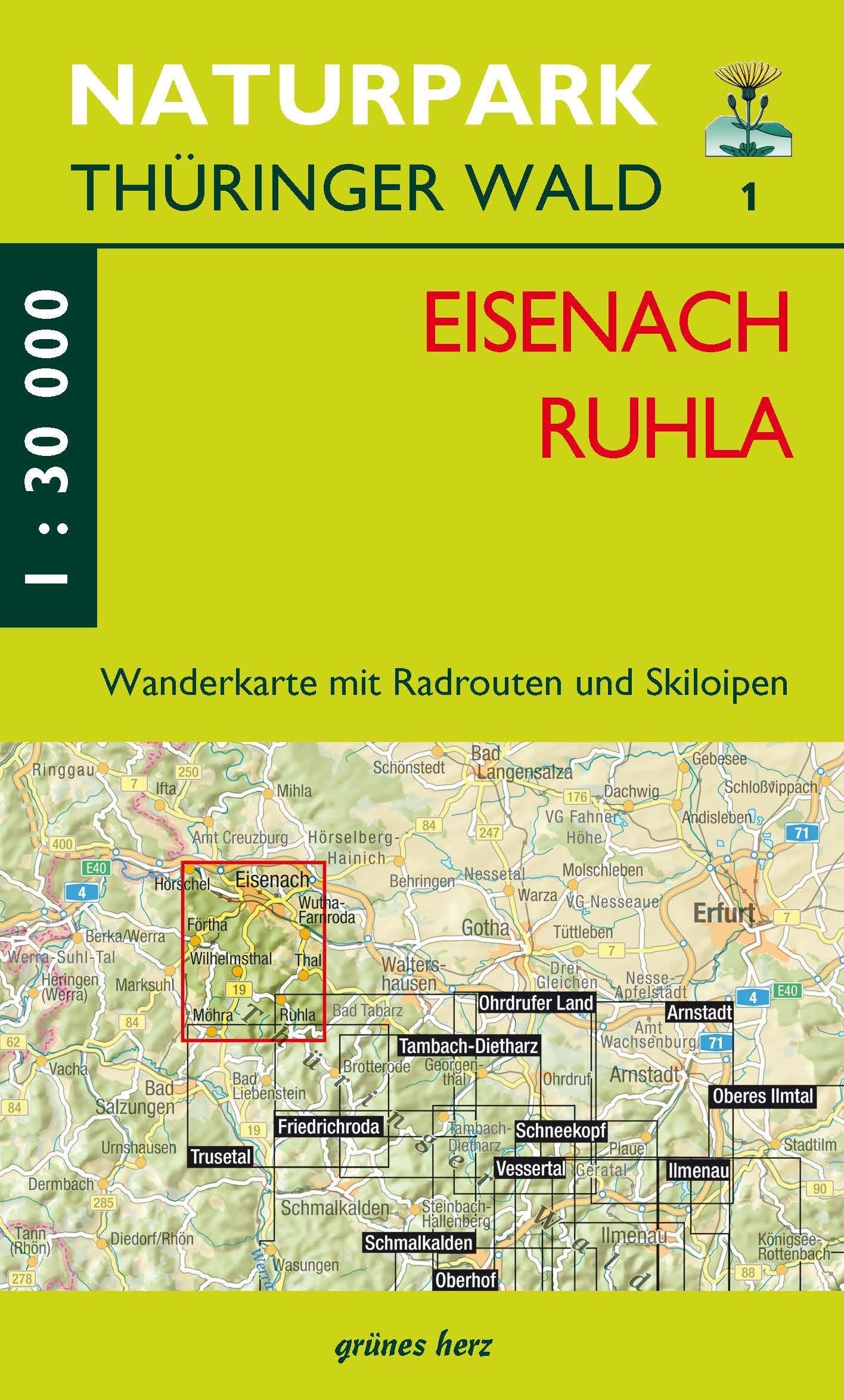 Wanderkarte Eisenach, Ruhla: Mit Hörschel, Thal, Möhra, Förtha ...