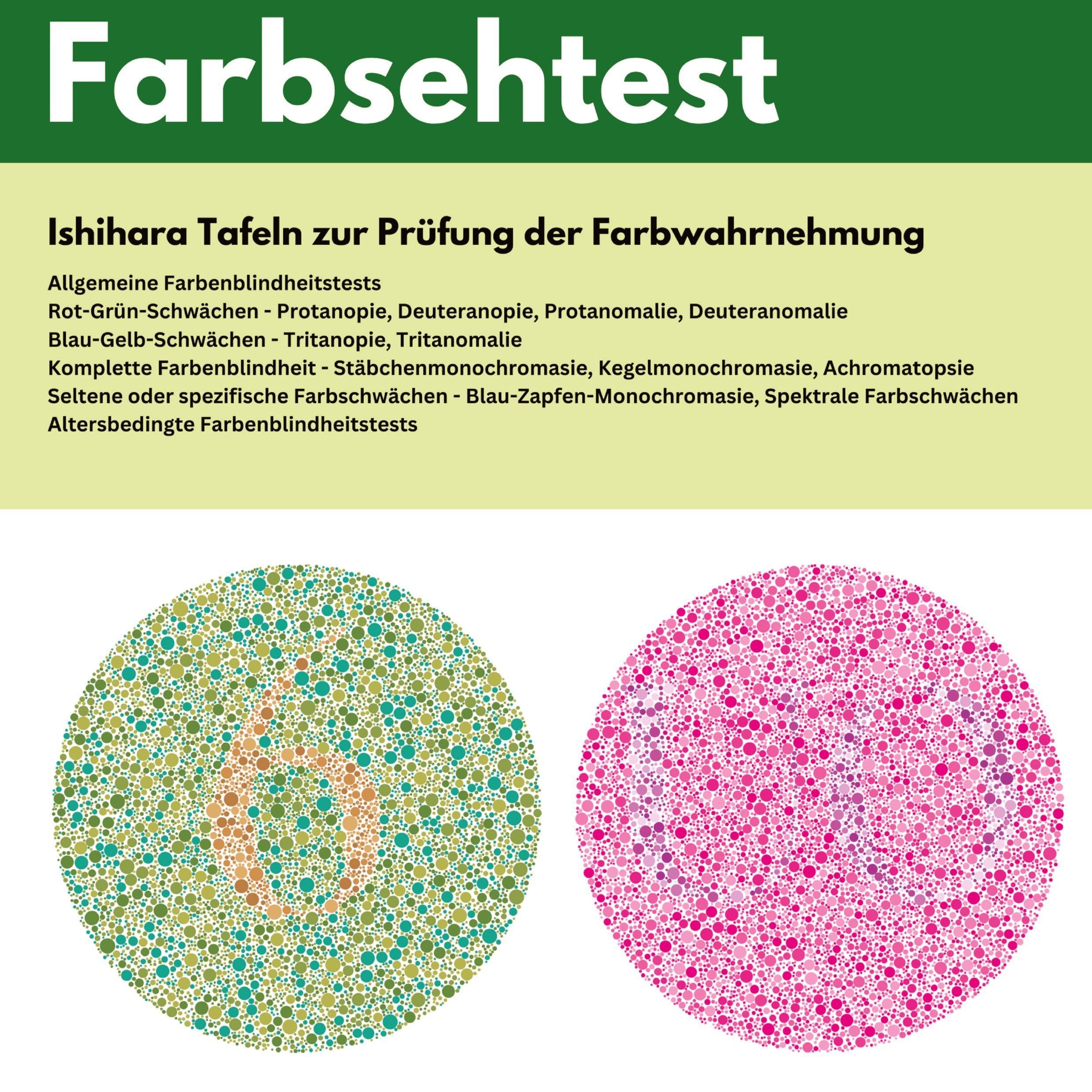 Farbsehtest: Ishihara Tafeln zur Prüfung der Farbwahrnehmung, Rot-Grün ...