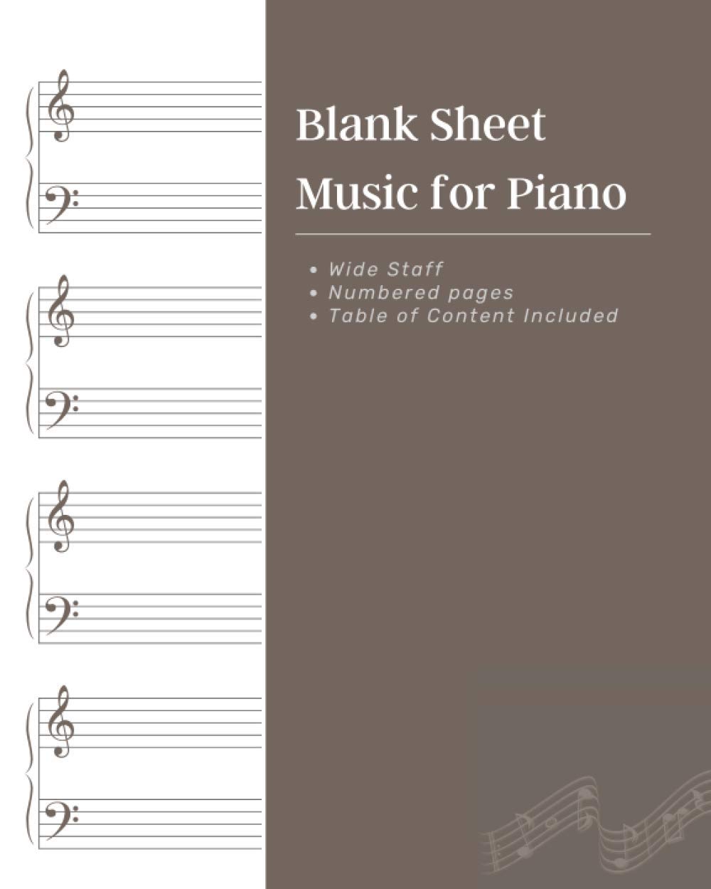 Blank Piano Music Staff Blank Sheet Music For Piano: 🎼4 Wide Staff