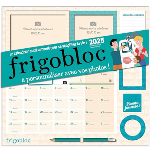 Frigobloc Mensuel 2025 Photos à personnaliser (de sept. 2024 à déc ...