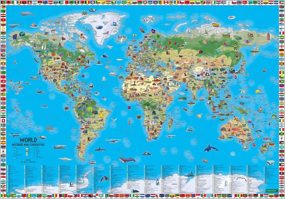 freytag & berndt Straßenkarte World map for Children 1:22 Mio. von ...