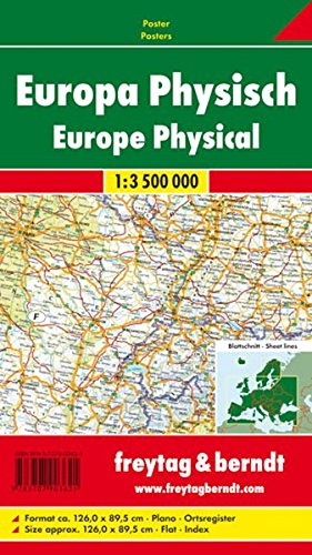 Freytag Berndt Poster, Europa physisch, Plano in Rolle - Maßstab 1:35 ...