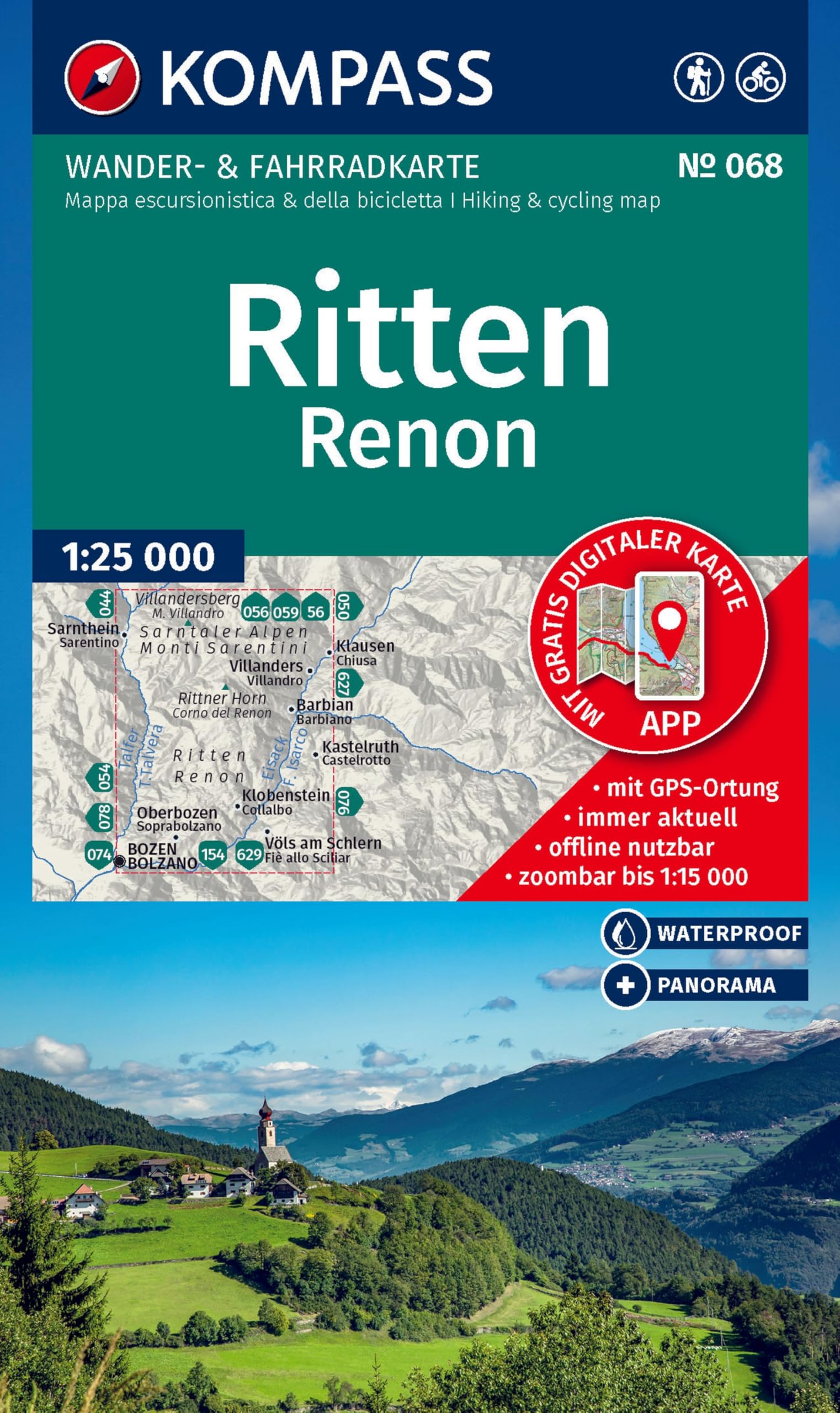 KOMPASS Wanderkarte 068 Ritten / Renon 1:25.000: Wander- und ...