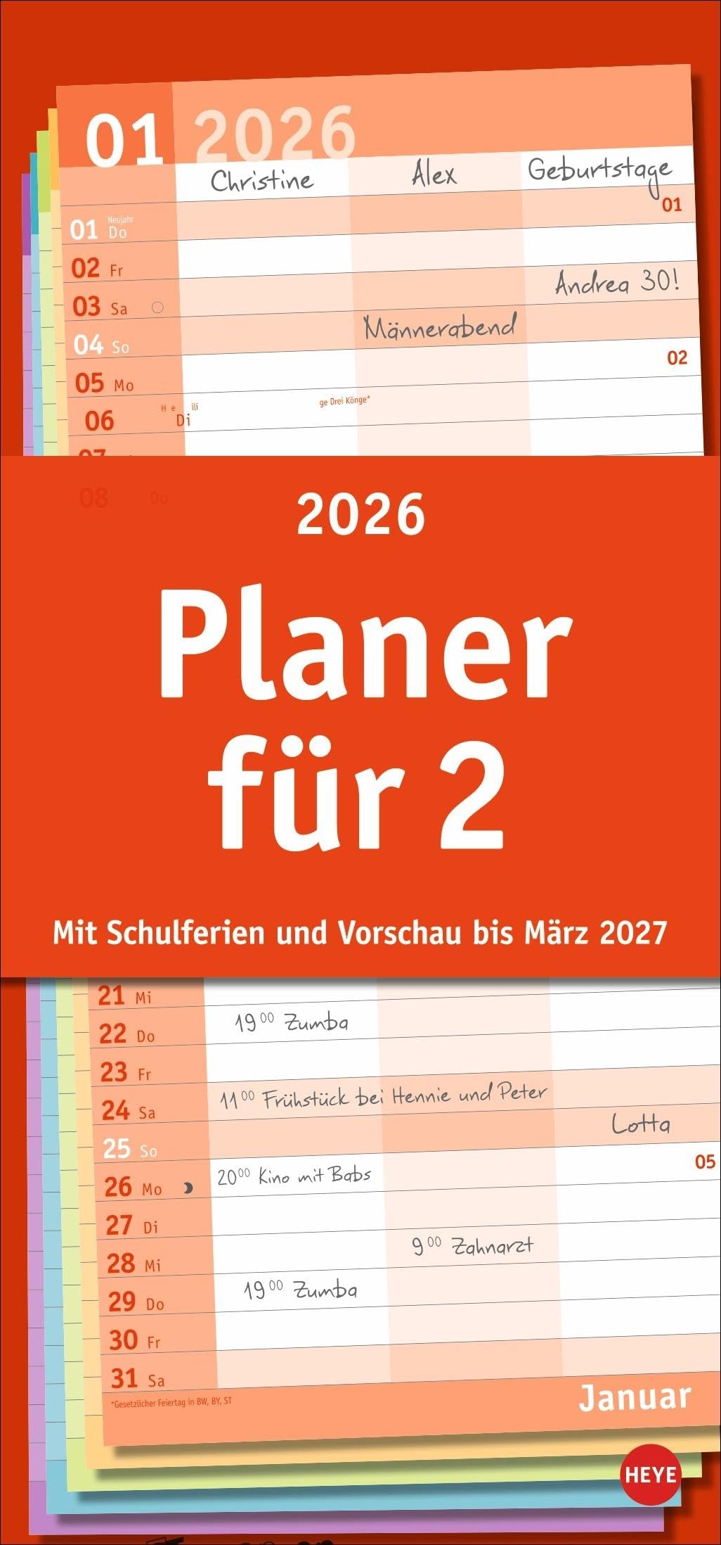 Basic Planer für zwei 2026: Praktischer Wandplaner für 2 mit 3 Spalten ...