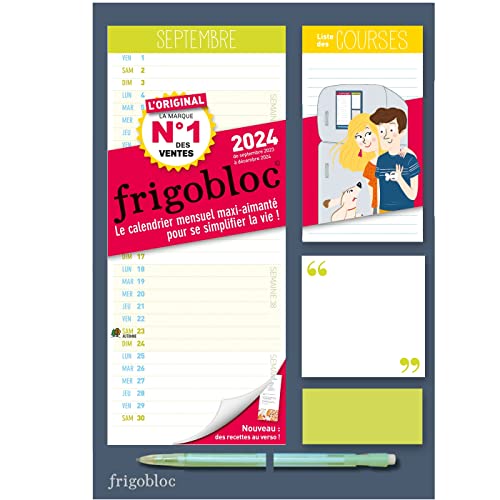 Mini Frigobloc Mensuel 2024 : Calendrier d'organisation familiale ...