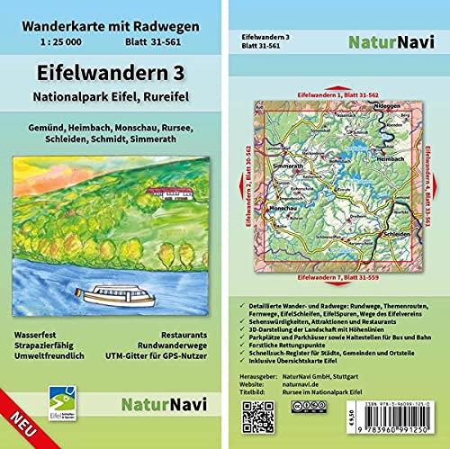 Eifelwandern 3 - Nationalpark Eifel, Rureifel: Wanderkarte mit Radwegen ...