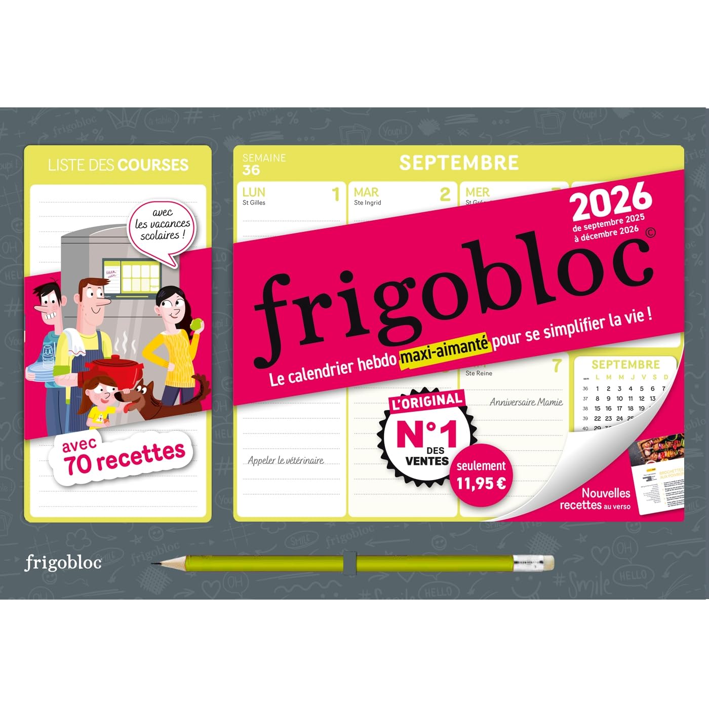 Frigobloc Hebdomadaire Compact 2026 : Calendrier Compact / sem (de sept. 2025 à déc. 2026) de ...