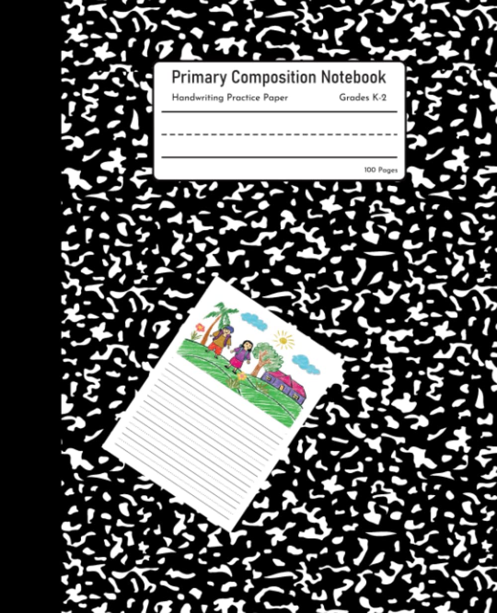 Primary Composition Notebook: Grades K-2 School Exercise Book, Black ...