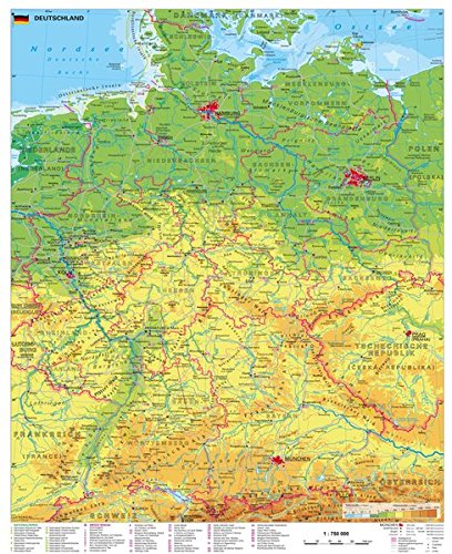 Deutschland physisch Wandkarte / Poster de Stiefel Eurocart GmbH - Carte
