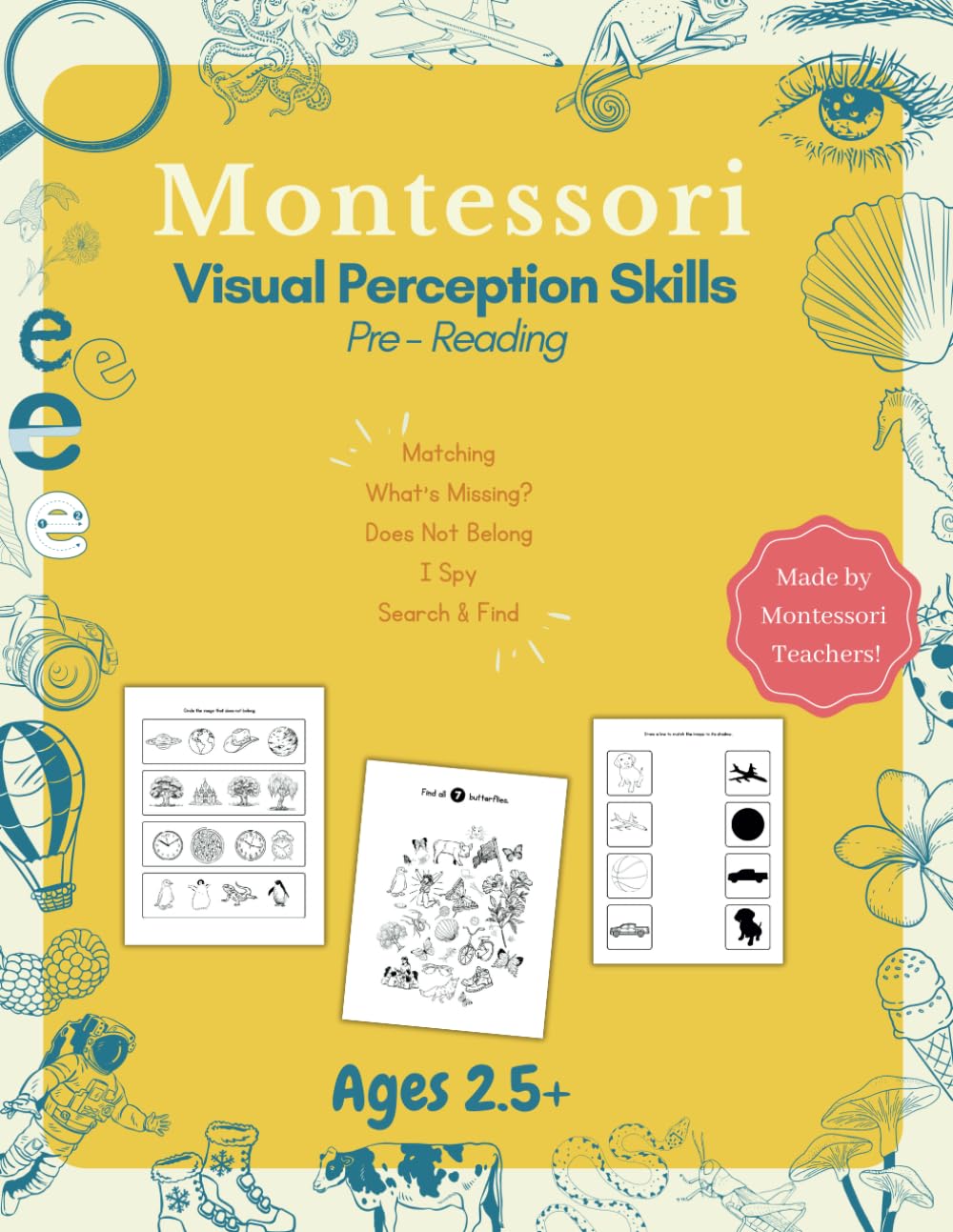 Montessori Visual Perception Skills Workbook: Pre-Reading | Preschool ...