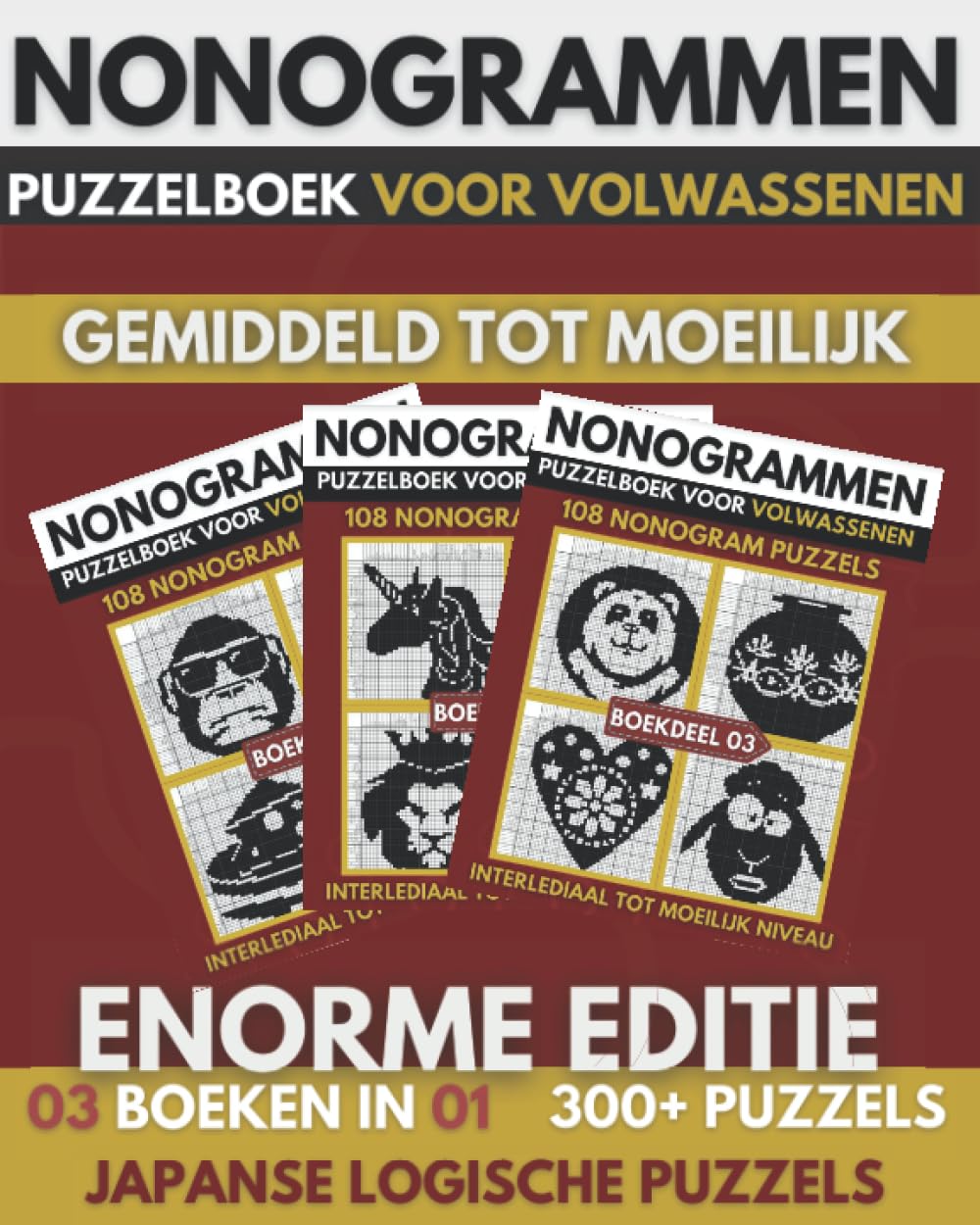 Nonogrammen puzzelboek: Bovengemiddeld tot Moeilijk Nonogram Puzzels ...